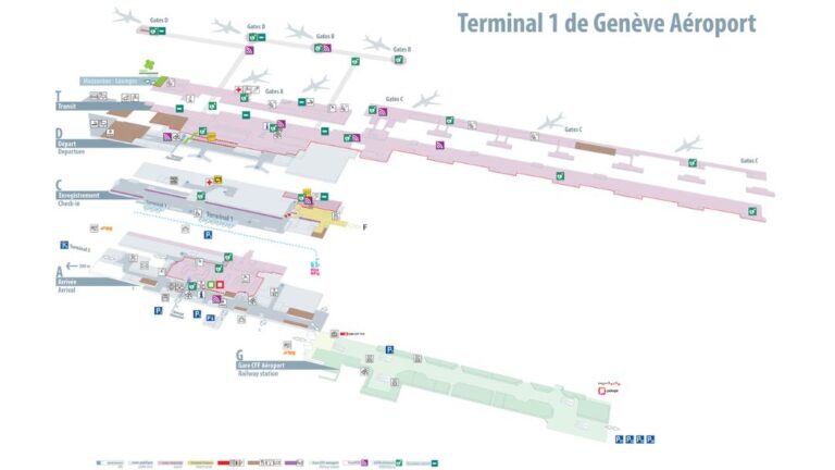 Geneva airport map: terminal, parking and transportation